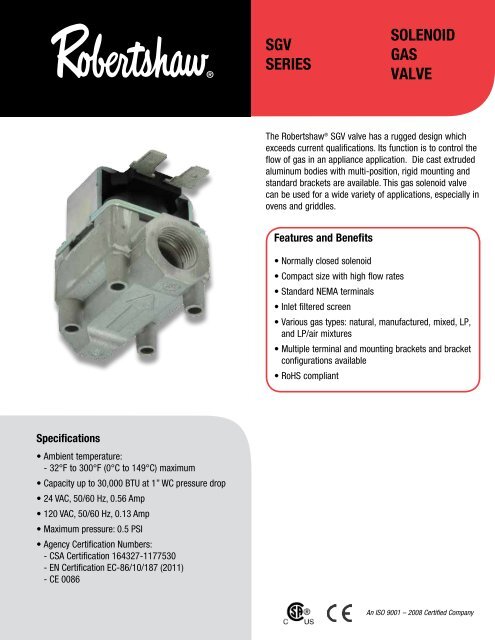 Solenoid GaS ValVe SGV SerieS - Uni-Line