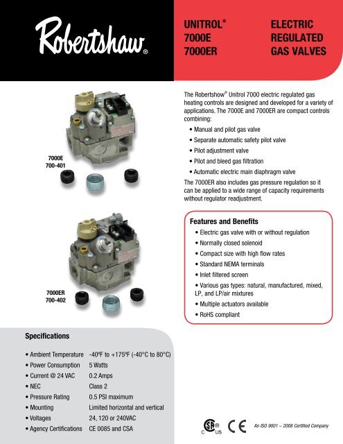 Unitrol 7000 ER Electric Regulated Gas Valves - Uni-Line