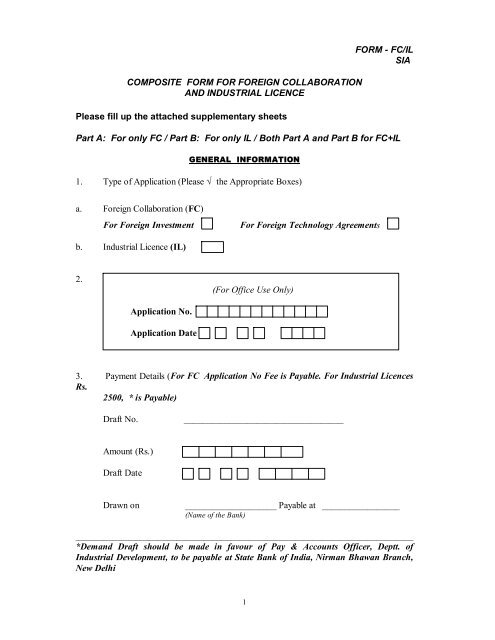 Industrial Licence Form