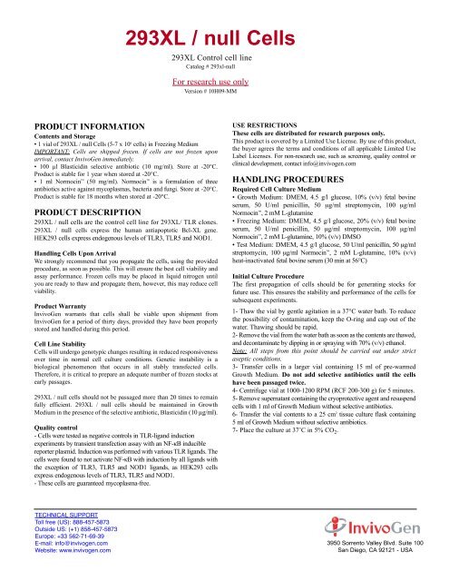 293XL / null Cells - InvivoGen