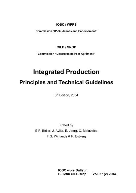 Integrated Production: Principles and Technical ... - IOBC-WPRS