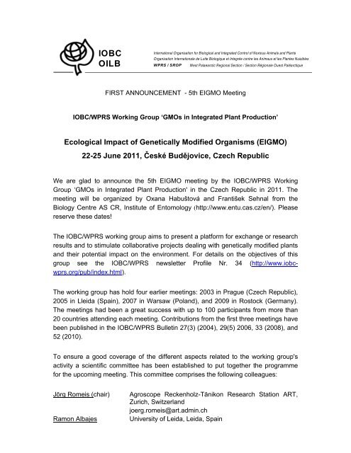 IOBC OILB - IOBC-WPRS