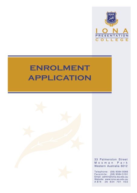Enrolment Form - Iona Presentation College