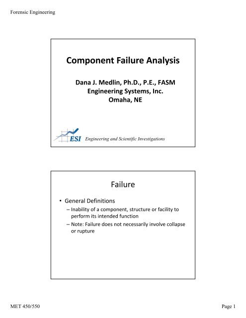 Component Failure Analysis
