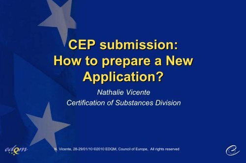 CEP submission: How to prepare a New Application? CEP ...
