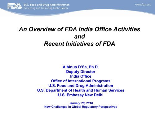 An Overview of FDA India Office Activities and Recent Initiatives of ...