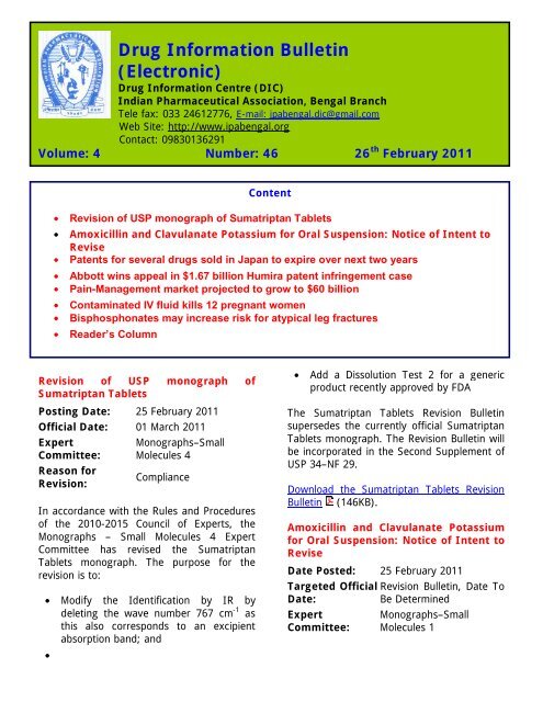 Drug Information Bulletin, 46 _4_ - Indian Pharmaceutical Association