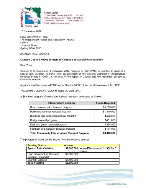 View Notification Letter - IPART View Notification Letter - IPART