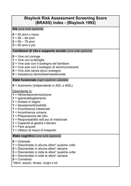 Blaylock Risk Assessment Screening Score - Collegio IP.AS.VI. di ...