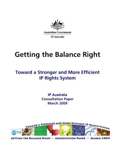 Getting the Balance Right - IP Australia