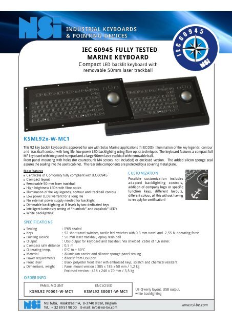 MARINE KEYBOARD IEC 60945 FULLY TESTED - Ipc-systemes.com