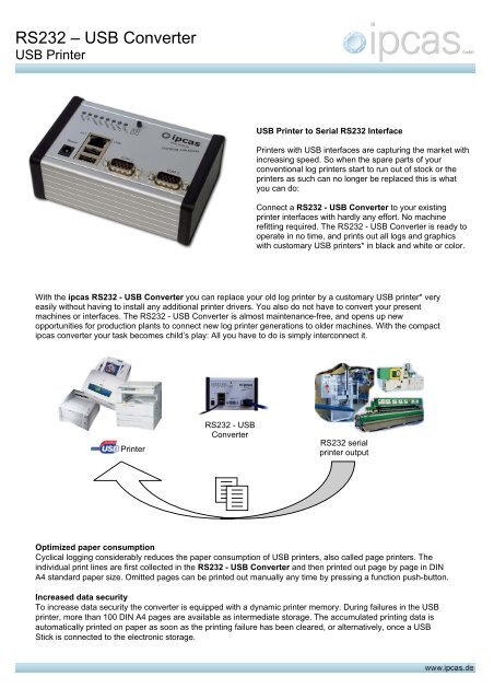 RS232 - USB Converter USB Printer - ipcas
