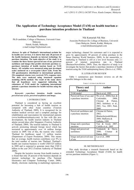 The Application of Technology Acceptance Model (TAM) on ... - ipedr