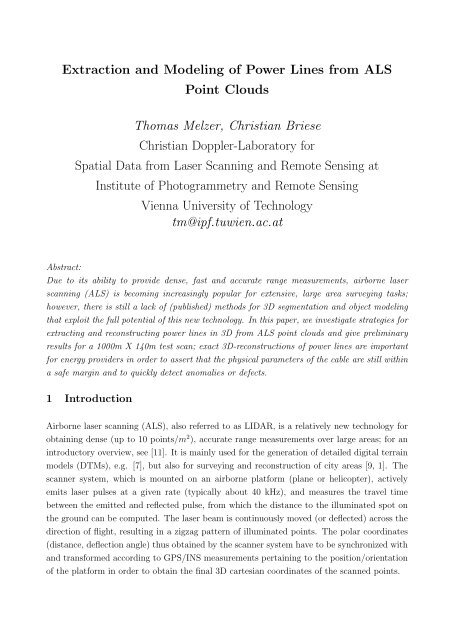 Extraction And Modeling Of Power Lines From Als Point Clouds