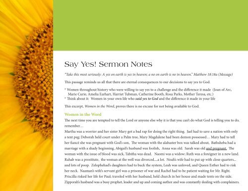 Say Yes! Sermon Notes