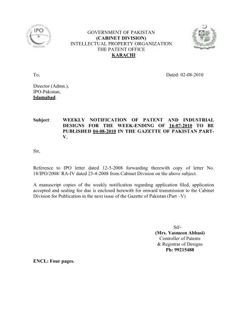 GOVERNMENT OF PAKISTAN (CABINET DIVISION ... - IPO Pakistan