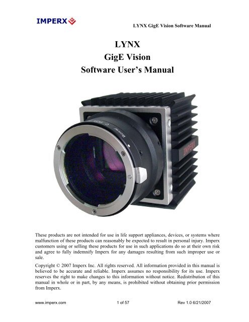 LYNX Gige Vision Software User's Manual