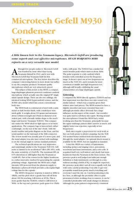 Microtech Gefell M930 - Institute of Professional Sound