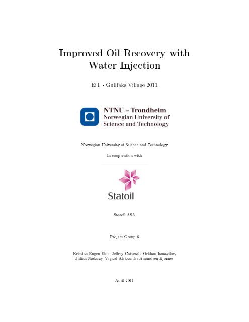 Improved Oil Recovery with Water Injection - NTNU
