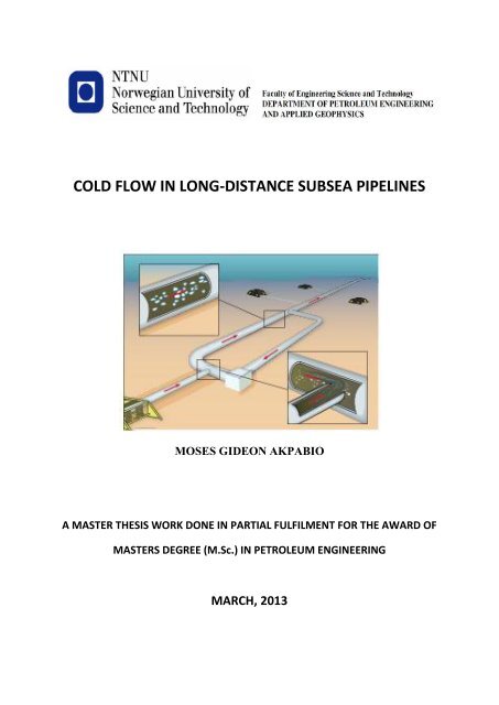 COLD FLOW IN LONG-DISTANCE SUBSEA PIPELINES - NTNU