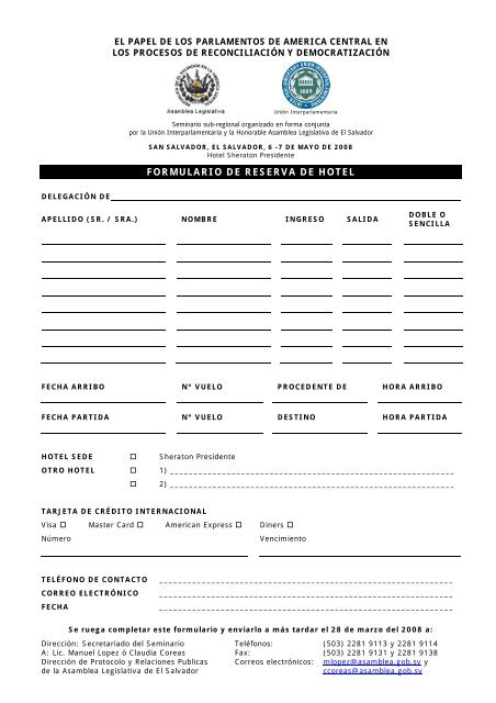 FORMULARIO DE RESERVA DE HOTEL