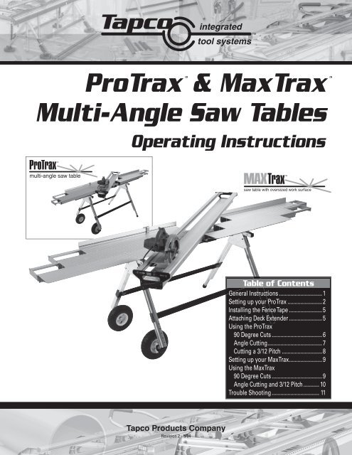 Protrax & Maxtrax Multi-Angle Saw Tables