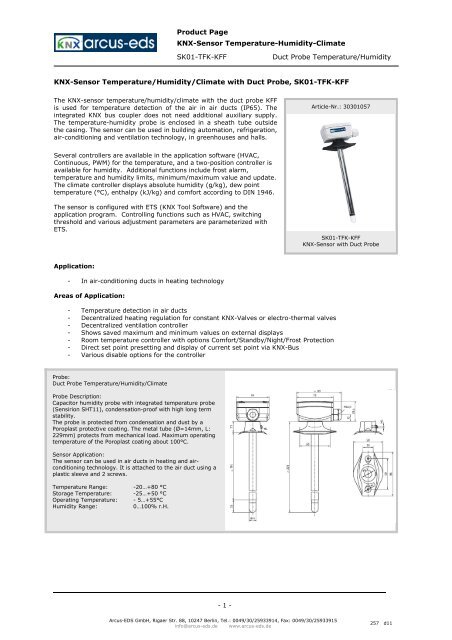 Duct Probe Temperature/Humidity KNX-Sensor ... - IQmarket
