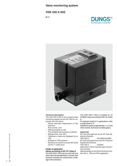 Valve monitoring system VDK 200 A S02 - Dungs