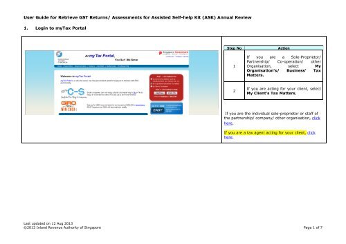 User Guide to Retrieve GST Returns/ Assessments for ... - IRAS