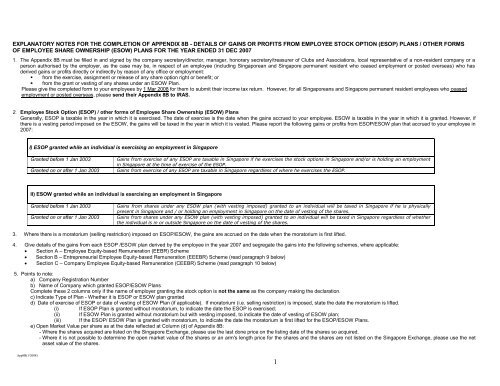 explanatory notes for the completion of appendix 8b - IRAS