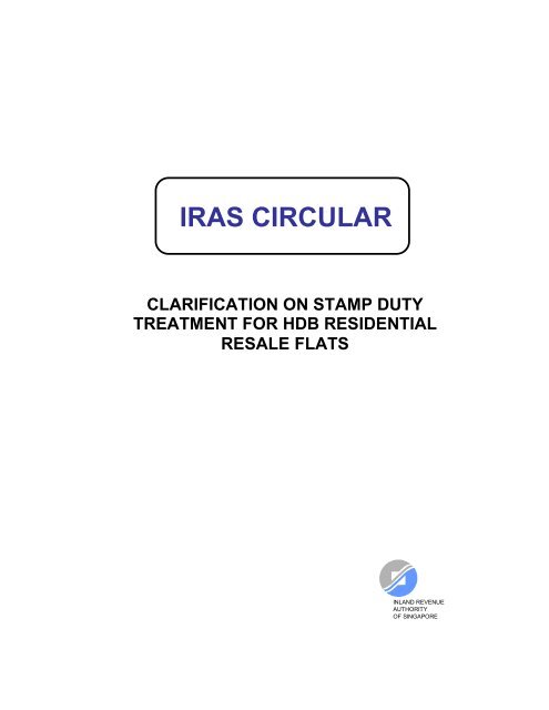 Stamp Duty Treatment for HDB Residential Resale Flats - IRAS