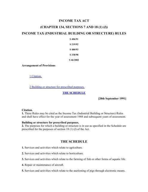 Income Tax (Industrial Building or Structure) - IRAS