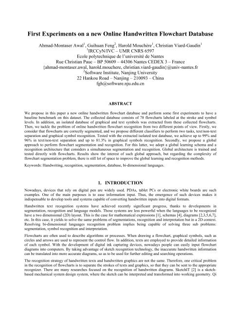 First Experiments on a new Online Handwritten Flowchart ... - IRCCyN