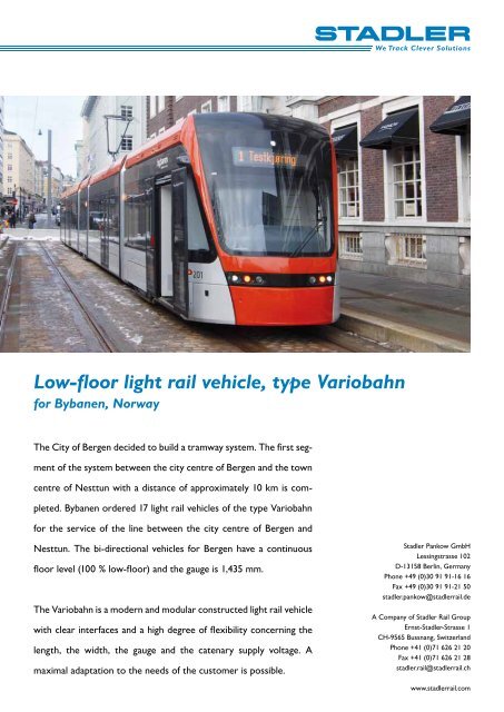 Low-floor light rail vehicle, type Variobahn - Stadler