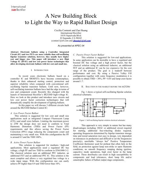 A New Building Block to Light the Way to Rapid Ballast Design