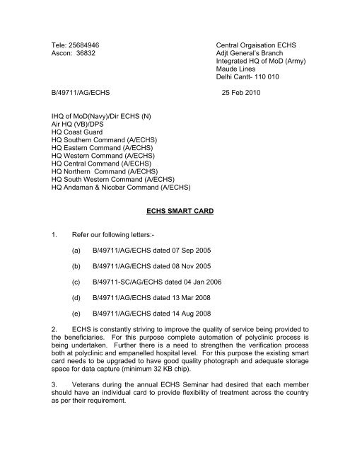New ECHS Smart Cards
