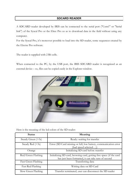 SDCARD reader.pdf - IRIS Instruments