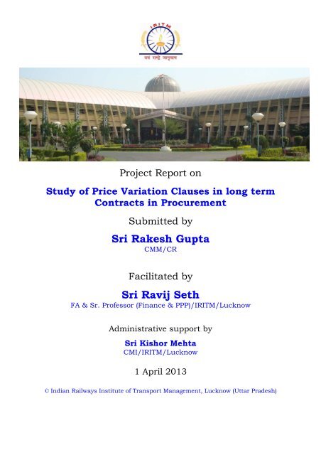 Price Variation Clauses - Indian Railways Institute of Transport ...