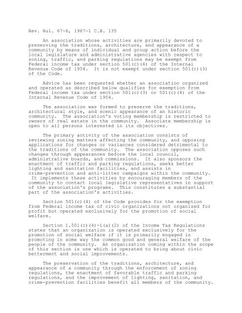 Rev. Rul. 67-6, 1967-1 CB 135 - Internal Revenue Service