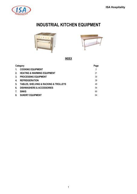 INDUSTRIAL KITCHEN EQUIPMENT - ISA Group