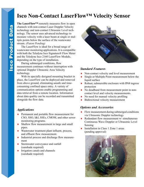 Isco Non-Contact LaserFlowâ ¢ Velocity Sensor