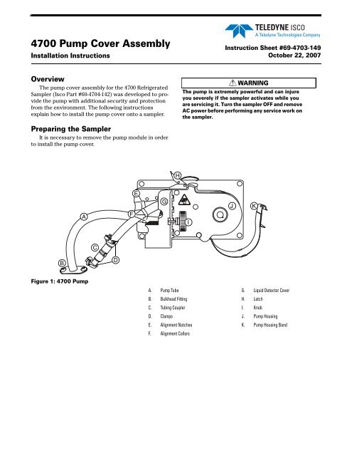 4700 Refrigerated Sampler Pump Cover Installation - Isco