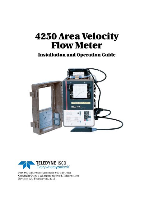 4250 Area Velocity Flow Meter User Manual - Isco