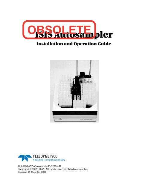 ISIS Autosampler User Manual - Isco