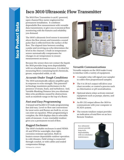 3010 Ultrasonic Flow Transmitter - Isco