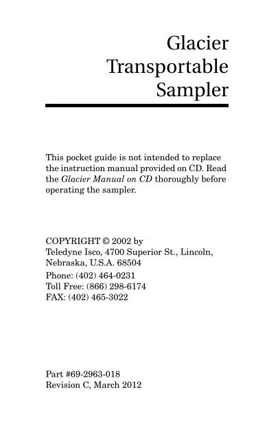 Glacier Transportable Refrigerated Sampler - Isco