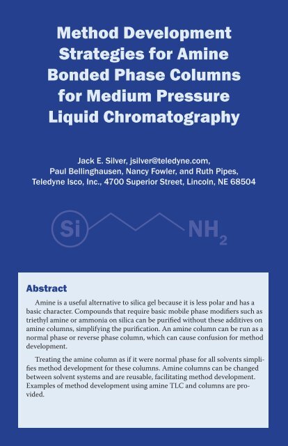 Method Development Strategies for Amine Columns - Isco