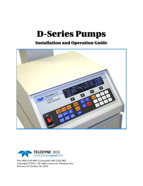 D Series Syringe Pumps User Manual - Isco