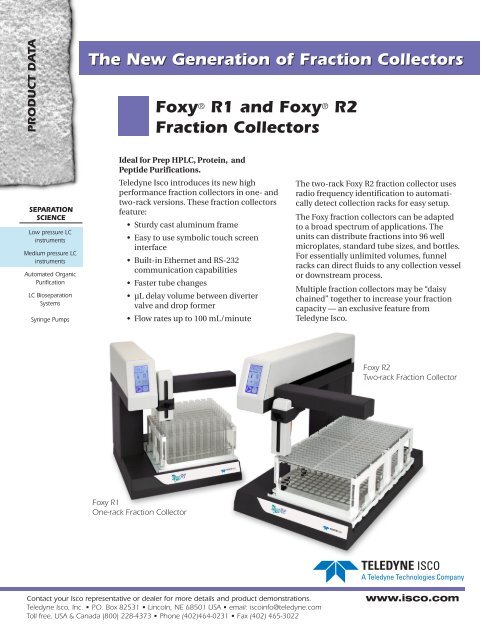 FoxyÂ® R1 and FoxyÂ® R2 Fraction Collectors The New ... - Isco