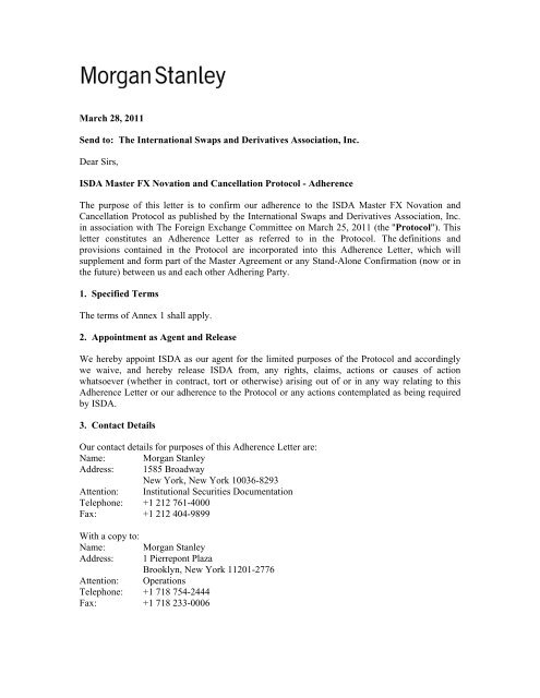 Morgan Stanley & Co. Incorporated - ISDA